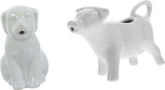 BESPORTBLE 2 St&uuml;ck Keramik Milchk&auml;nnchen Mini Milchkrug mit Tiermotiven Wei&szlig;er Hund und Kuh Kleines Handliches Milchk&auml;nnchen mit Griff f&uuml;r Kaffee Sahne und Milch