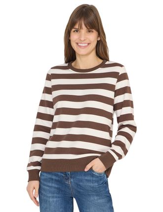 Cecil Gestreiftes Sweatshirt urban Taupe XXL