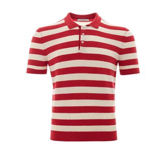 Gran Sasso Gestreiftes Handtuch-Effekt Polo-Shirt - - Tops - Herren - Rot - 2XL