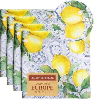 Maison d'Hermine Lot de 4 serviettes en tissu 100 % coton - Lavables - Pour dîner, fête des mères, dîner, fête prénatale, printemps/été - 45 x 45 cm
