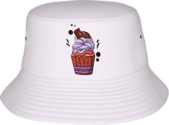 Generic Pliable Chapeau de Pêcheur Cupcakes au Chocolat Chapeaux de Soleil de Plage Casual Bonnet de Soleil pour Plage Été activités