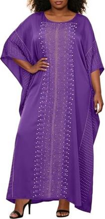 Generic 2026 afrikanische deko afircan Applique robe col bateau mousseline robe taille unique, Violet 13, Taille unique