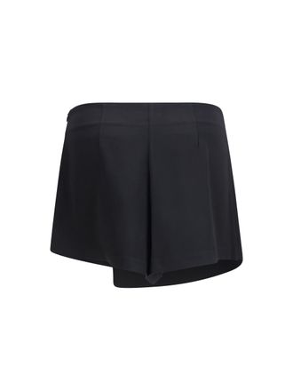 GCDS Womens Satin Mini Skirt-Shorts With Logo Trim Black-Black Polyester Black/black