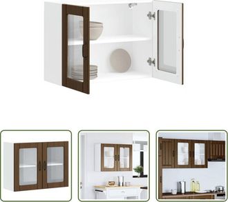 vidaXL vidaXL Wandregal - K&uuml;chen-H&auml;ngeschrank mit Glast&uuml;r Lucca Braun Eichen-Optik