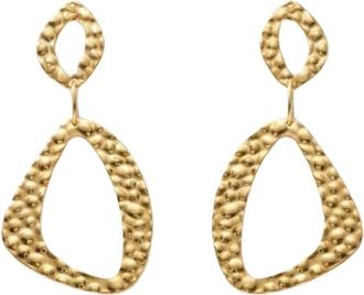 Dansk Copenhagen Ragna Waterproof 18K Gold Plated Original Earrings - Hammered Stainless Steel - - Accessories - Damen - Gelb - ONE SIZE