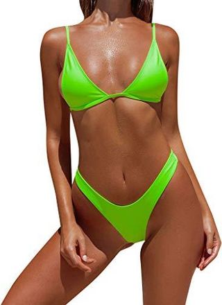 Generic Bikini Femme Deux Pieces Amincissant Rembourré Push-up Beach Bra Print Bikini Ensemble Ensemble Tankinis (Green, M)