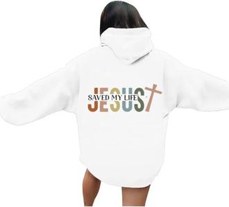 Generic Sweat &agrave; capuche pour femme Jesus Jesus Saved My Life Essential Hoodies Christian Loose Fit Cute Plain Hooded Faith Pullover Hoodies for Teens Trendy w