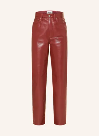 A Gold E Agolde Hose In Lederoptik 90s Pinch Waist rot
