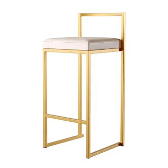 Generic Hohe Barhocker f&uuml;r Kneipen, Caf&eacute;s, K&uuml;chentheken, Esszimmerst&uuml;hle, Metallhocker mit Fu&szlig;st&uuml;tze, Sitzfl&auml;che und R&uuml;ckenlehne aus PU-Leder