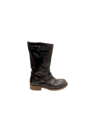 Bottega Veneta Navy Leather Biker Boots Size 36