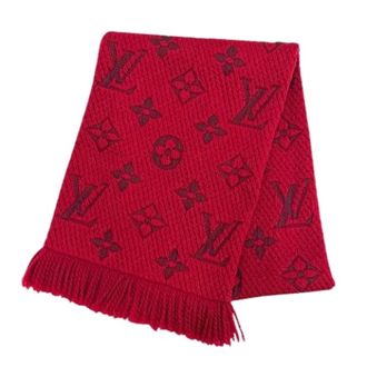 Louis Vuitton &Eacute;charpe en laine et soie Pre-owned Escale Logo Mania Monogram - Femme - Pre-owned - Rouge - Taille: ONE Size