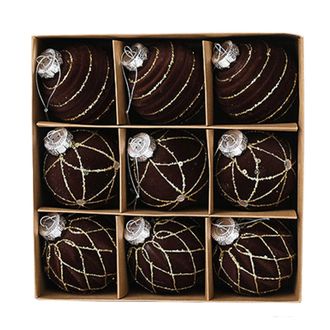 Generic Weihnachtskugelverzierungen,9-teiliges Set Mit Strass Weihnachtsdekoration | Weihnachtsdekoration Flock Ball Set | F&uuml;r Fenster Party Home Hochzeit Woh