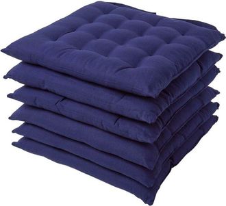 Homescapes Stuhlkissen marineblau 6 Stück - Homescapes