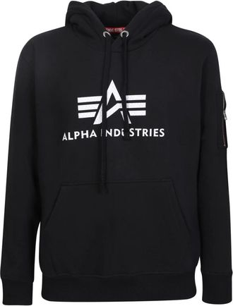 Alpha Industries Homme, Sweatshirts et sweats &agrave; capuche, Noir, Taille: S Logo Sweat &agrave; capuche