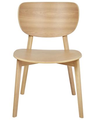 Beliani Esszimmerstuhl 2er Set Gummibaumholz Hellbraun Holzstuhl ohne Armlehnen Overly