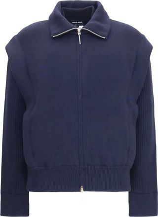 Giorgio Armani Gesteppte Lammwoll-Bomberjacke mit Rippstrick-&Auml;rmeln - - Jackets - Herren - Blau - XS