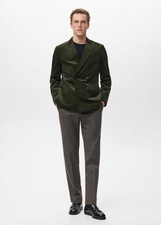 Mango Slim-Fit-Cord-Blazer gr&uuml;n - Herren - 46 - MANGO MAN