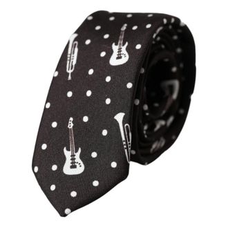 Dolce & Gabbana Schwarze Seidenkrawatte mit Gitarrenmotiv - - Accessories - Herren - Schwarzk - ONE SIZE