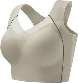Generic Soutien-Gorge de Sport Push-up sans Coutures pour Femme, Couleur Unie, Dos sans Coutures, r&eacute;sistant aux Chocs, avec parois lat&eacute;rales &eacute;largies (Green, 