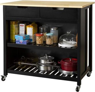 SoBuy Cuisine Buffet Desserte de Cuisine &agrave; roulettes Table Roulante Meuble de Rangement pour Cuisine et Salon avec 2 tiroirs et 2 &eacute;tag&egrave;res Sobuy FKW74-SCH
