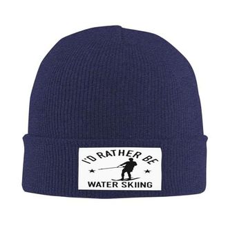 Generic L&eacute;ger Bonnet dhiver Tricot&eacute;, Je pr&eacute;f&eacute;rerais Faire du Ski Nautique, Coupe-Vent Beanie Hats, Tricoter Chapeau pour Sports, Adultes, Cyclisme