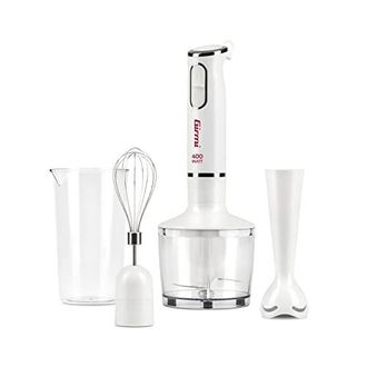 Girmi MX16 Stabmixer mit Set, 3-in-1 Mixer-Pürierstab-Schneebesen, 400 W, DC-Motor, 2 Geschwindigkeiten, Edelstahlklingen, 700-cc-Messbecher inklusive, Weiß