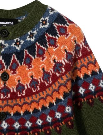 Dsquared2 Virgin Wool Button-Front Cardigan - Multicolor