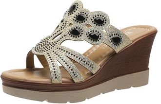 Generic Sandales tendance pour femme avec sangle en cristal et talons en cuir respirant pour bal de fin dannée, rendez-vous galant, soirée, Noir, 39.5 EU