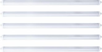 ETC Shop Wannenleuchte led Feuchtraumlampe wei&szlig; Werkstattleuchte Industrie IP65, Kunststoff, 1x led 48W 5760lm 4000K neutralwei&szlig;, LxBxH 150x6,5x5,8 cm, 5er Set