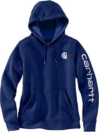 Carhartt Work in Progress 102791 Womens LOGO SLEEVE GRAPHIC SWEATSHIRT SCOUT BLUE HEATHER L