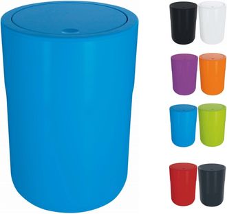 Spirella Badezimmerabfallbehälter Modell Cocco - Drehdeckel mit Befestigungsring für Beutel - Ideal als Kosmetikmüllbehälter - Blau - 5L - Badaccessoires