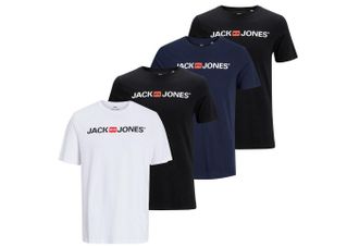 Jack & Jones T-Shirt Basic (4-tlg) LOGO TEE CREW NECK im 4er Pack