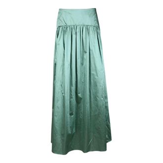 Max Mara Longue Jupe en Soie avec Poches Zipp&eacute;es - Femme - Jupes - Vert - Taille: 34 FR