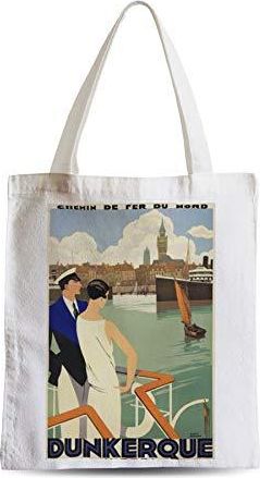 Fabulous Grand Sac Shopping Plage Etudiant Dunkerque Nord Affiche Poster Vintage Tourisme Art Deco 30s