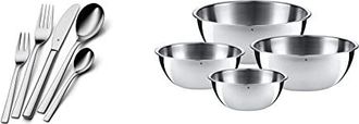 WMF Palermo Besteck Set 12 Personen, Essbesteck 60 teilig, Monobloc-Messer & Gourmet Schüsselset 4-teilig, Edelstahl Schüsseln für die Küche 0,75l - 2,75l