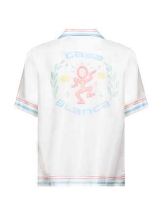 Casablanca Mens White Silk Twill Dance Joy Shirt