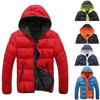 Generic Manteaux coupe-vent pour homme avec capuche intérieure et extérieure - Veste dhiver rembourrée avec fermeture éclair intégrale - Veste thermique chaud