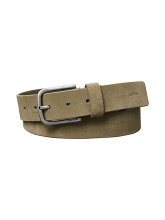 Calvin Klein Lederg&uuml;rtel CALVIN KLEIN ROUND BUCKLE SUEDE 35MM FIXED, Herren, Gr. 11,5, braun, antique brass, Web, Rindsleder, unifarben, G&uuml;rtel Lederg&uuml;rtel, Gr&ouml;&szlig;en