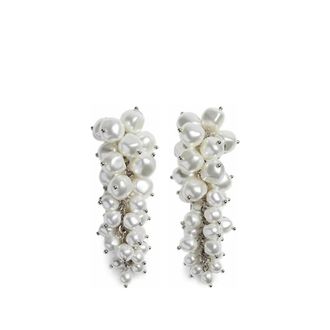 Simone Rocha Femme, Accessoires, Blanc, Taille: ONE Size Boucles doreilles cascade perles