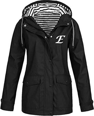 Generic 2026 Vestes pour femmes, couleur unie, veste d&eacute;contract&eacute;e, grande taille, capuche, coupe-vent, poches &eacute;tanches, cordon de serrage, manteau &agrave; manches l