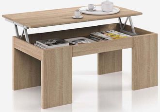PEGANE Pegane - Table Basse à Plateau Relevable coloris chêne canadien - Dim : 100 x 50 x 42 cm