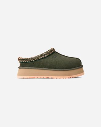 UGG Tazz II f&uuml;r Damen | Lammfell-Slipper auf in Woodland Green/Truffle Pink, Gr&ouml;&szlig;e Wildleder