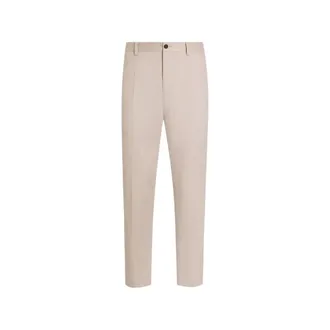 Dolce & Gabbana Pantalon de costume ajust&eacute; en gabardine &agrave; devant plat - Homme - Pantalons - Beige - Taille: S
