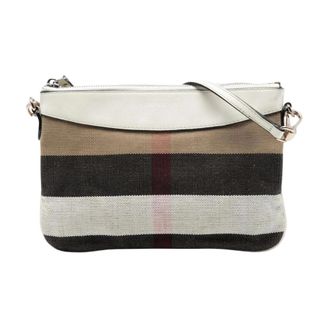 Burberry Sac bandouli&egrave;re vintage ray&eacute; en toile et cuir Pre-owned - Femme - Pre-owned - Beige - Taille: ONE Size