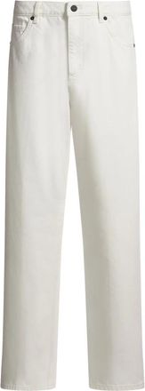 HUGO BOSS Wei&szlig;e Wide Leg Jeans mit schwarzen Details - - Jeans - Damen - Beige - W28 L30