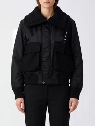 sacai Gef&uuml;tterte Nylon-Bomberjacke mit Kapuze und Pelzkragen