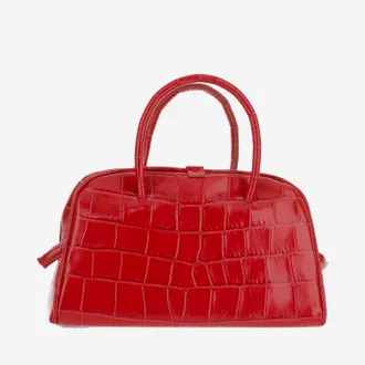 Jacquemus Crocodile-Embossed Calfskin Top Handle Bag - Red