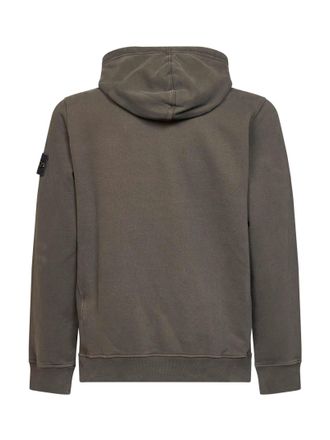 Stone Island Mens Hoodie Coal Grey Stretch Organic Cotton Brown Sweatshirts Sweater