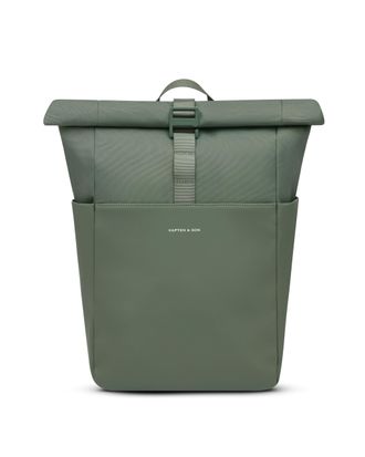 Kapten & Son Rucksack Basic Dusty Green 14-16,5 L | Rolltop Rucksack Damen & Herren Grün | Handgepäck Rucksack mit 14 Laptopfach | Vegan & Wasserabweisend