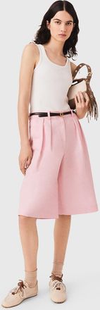 Maje Bermudas &Agrave; Plis En Lin M&eacute;lang&eacute; - Rose - Maje